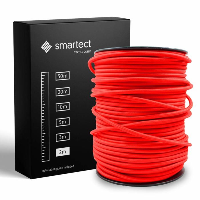 Câble Electrique Textile Rouge - Fil Electrique Tissu 2M - 3 ...