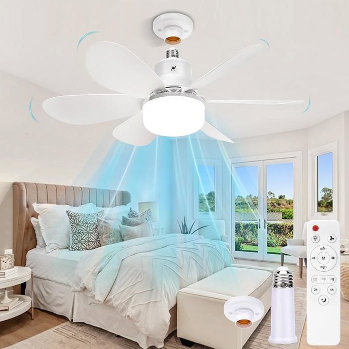 Ventilateur de Plafond avec Lumière et Telecommande,30W Lampe ...