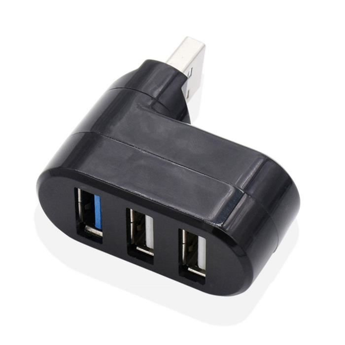 Boîtier en plastique noir - Répartiteur USB 3.0 Hub à 3 ports rotatifs ...