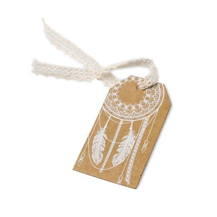 10 Etiquettes Boho avec lien en dentelle - Cdiscount Maison