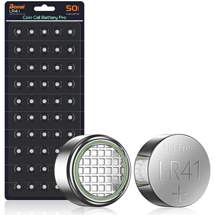 Paquet de 50 Piles Bouton LR41, 1,5V AG3 Pile Alcaline Longue Durée ...