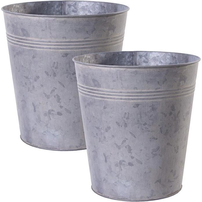 Pots en métal galvanisé zinc hauteur: 16 cm, ø 22 cm 2 pots en métal ...