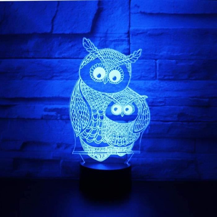 3D Illusion veilleuse LED veilleuse bébé hibou avec 7 couleurs lumière ...