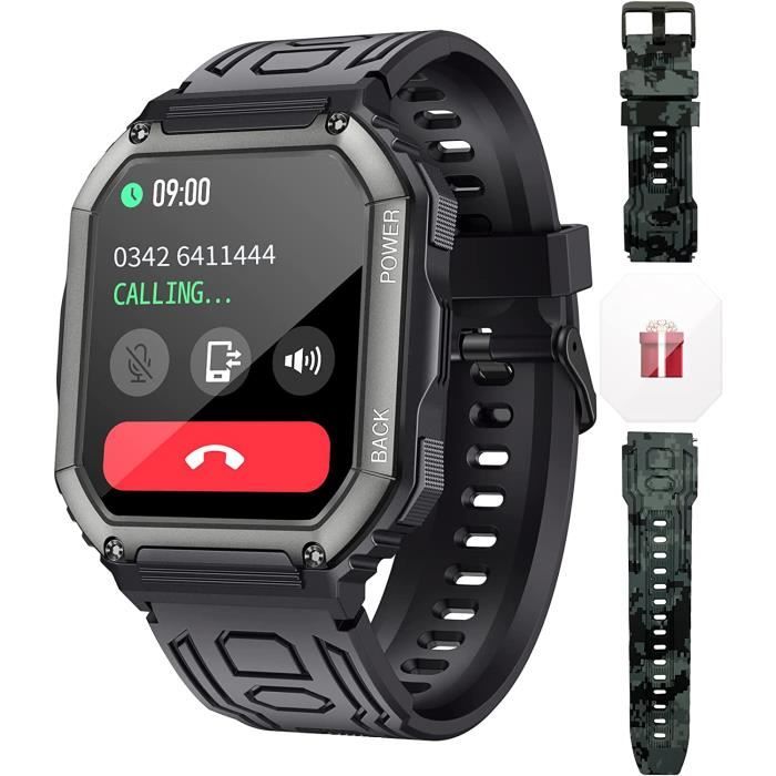 Montre Connectée Homme Appel Bluetooth,Militaire Smartwatch pour ...