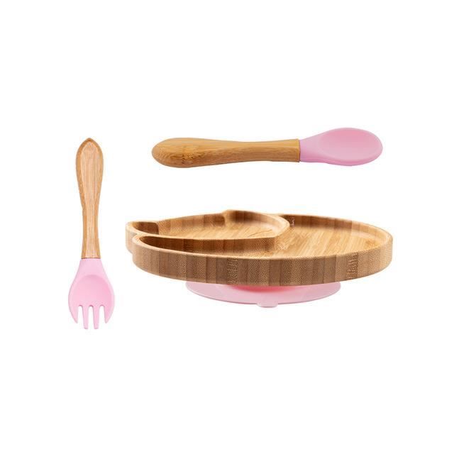 Ensemble de renard rose de couleur Assiettes alimentaires en bambou ...