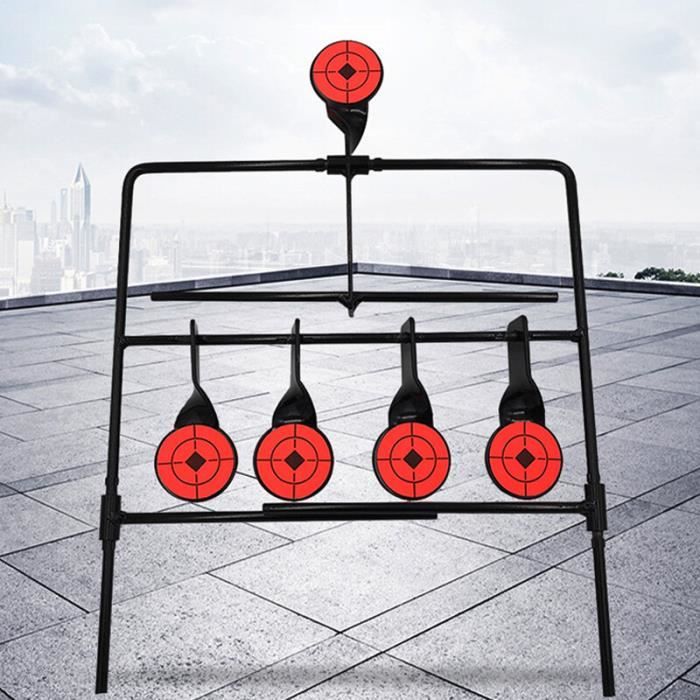 Jeux d'extérieur,Cible de tir rotative en métal pour odorà air comprimé noir,5 cibles,intérieur ...