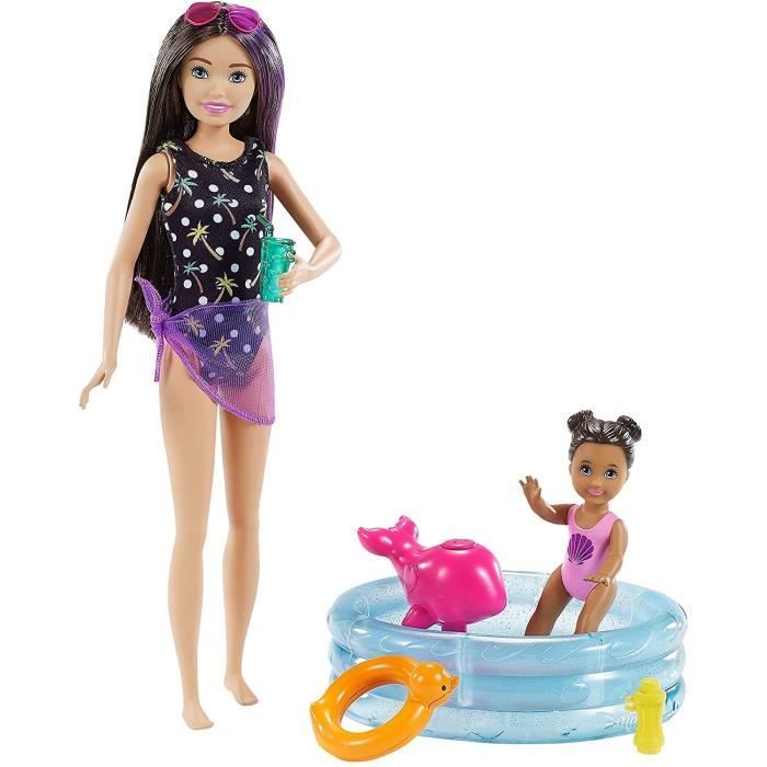 Barbie Famille coffret Piscine avec poupe Skipper babysitter figurine ...