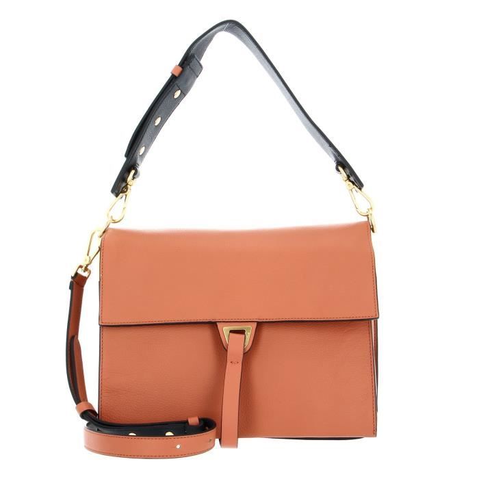 COCCINELLE Louise Handbag Chestnut / Noir [139871] - sac à main sac a ...