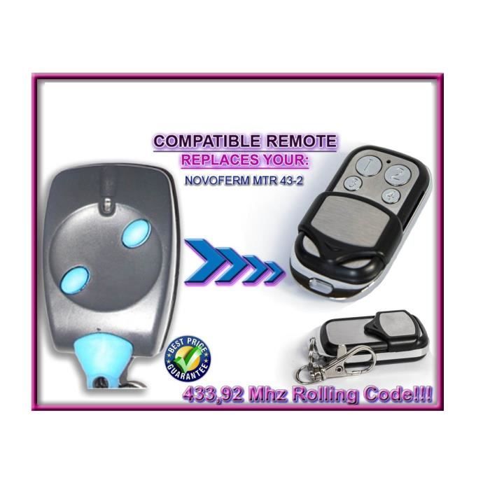 NOVOFERM mtr43 – 2 Compatible remplacement télécommande, 4-canali 433 ...