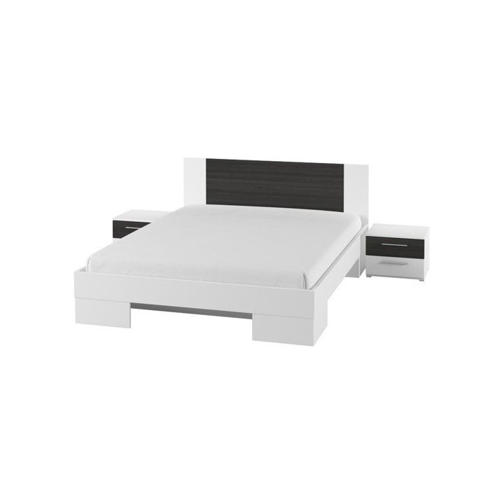 Lit adulte 180x200 collection IRINA. Chevets intégrés et sommier inclus ...