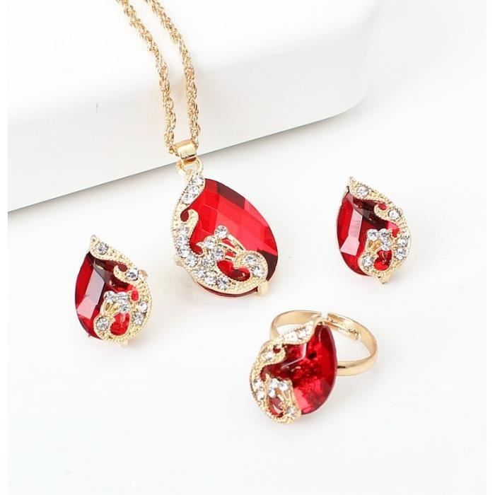 RMEGA Luxe Parure Bijoux Ajustable Bague Femme + Boucle D'Oreille ...