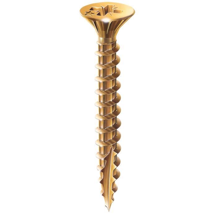 Vis à bois agglomérés Pozidrive acier bichromaté 3,5X25 boîte de 500 ...