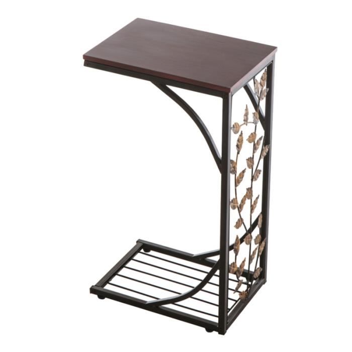 54x30.5x21CM Table basse en fer à motif feuille marron TABLE BASSE ...