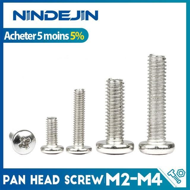 VIS,M2 50pcs-3mm--vis à tête cylindrique cruciforme, en acier nickelé, M2 M2.5 M3 M4 Phillips ...