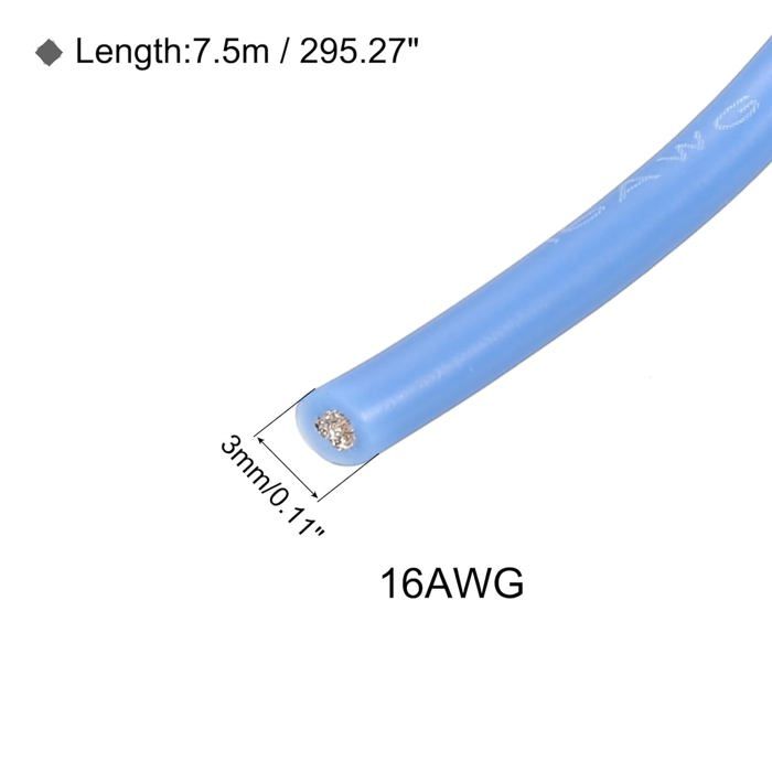 Fil électrique de calibre 16 en silicone 16 AWG - Fil de cuivre étamé - Boe bleue de 7,5 m pour ...