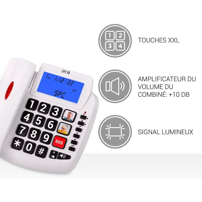 Téléphone fixe senior - SUTEO - Comfort Volume 2 - Grandes touches ...
