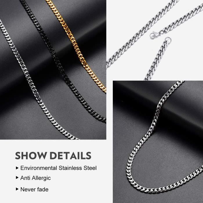 Chaîne Cubaine Homme Femme-Chaînes Maille Gourmette 3Mm-6Mm-9Mm-12Mm ...