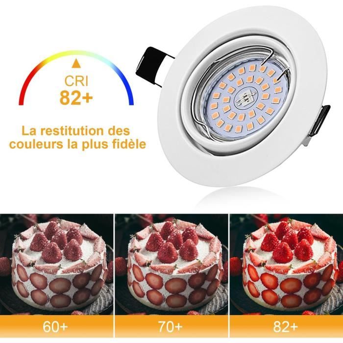 Spot Led Encastrable Dimmable Orientable 220V, 10X 6W Luminaires Encastrés Blanc Matt Gu10 Eqv ...