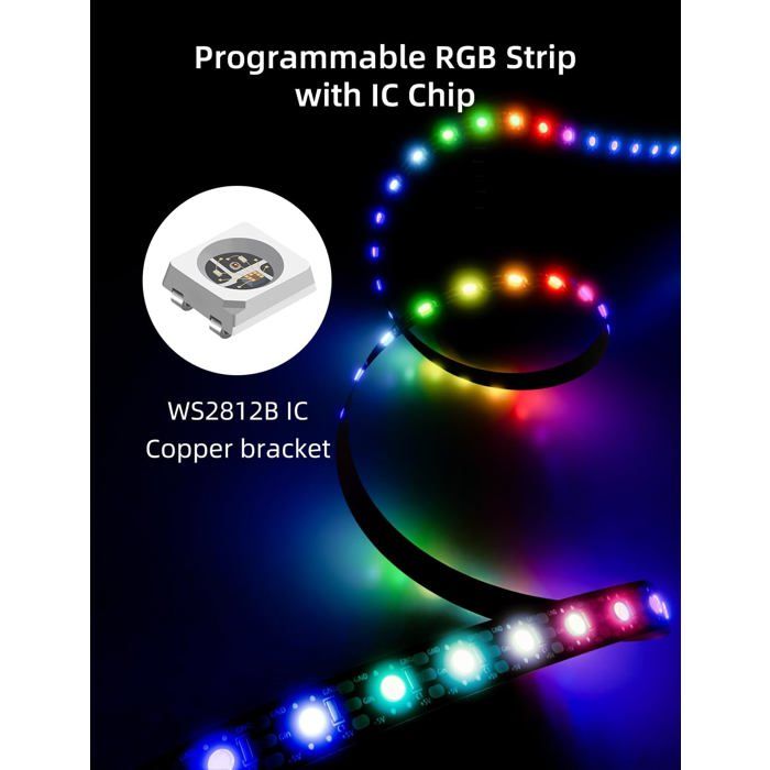 Bande LED RGB adressable - SWROSE -WS2812B 5m, RGB, 60 pixels/m ...