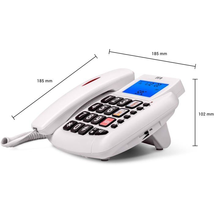 Téléphone fixe senior - SUTEO - Comfort Volume 2 - Grandes touches ...