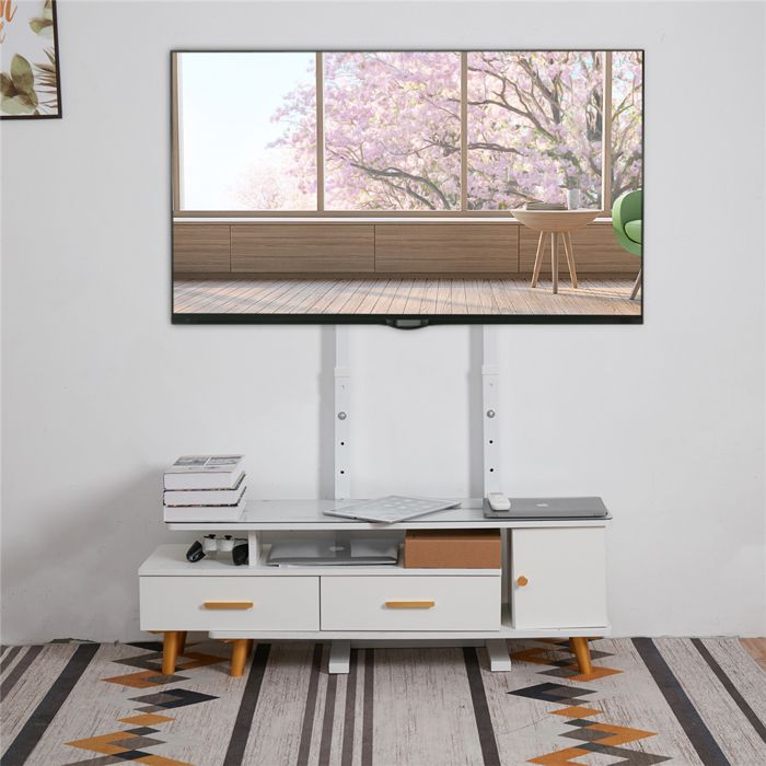 UNHO Support TV sur Pied Blanc Pied TV Universel 32-65 Pouces Meuble ...