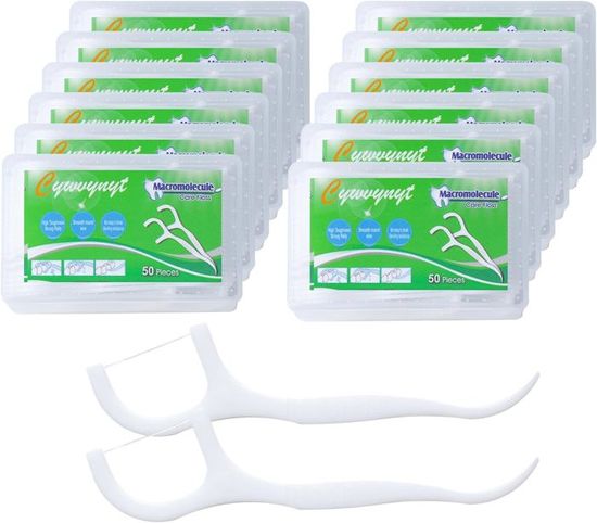 Lot de 600 batonnets de fil dentaire avec support pour cure-dents, fil ...