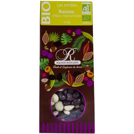 Raisins Bio enrobés chocolat noir et blanc Bio - sachet 120g ...