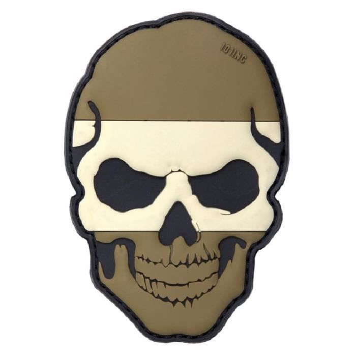 PATCH - ECUSSON PVC VELCRO SKULL TETE DE MORT CRANE DRAPEAU ESPAGNE CAMO KAKI TAN ET KAKI ...