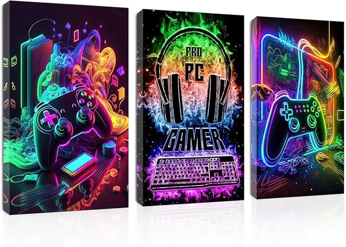 3 Pcs Gaming Poster Decoration Chambre Ado Garcon Tableau Gaming ...
