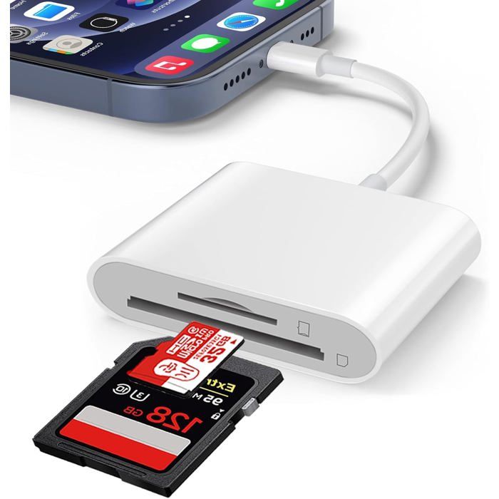 Lecteur De Carte Sd Pour Iphone Ipad, Lecteur De Carte Mémoire 2 En 1, Lightning Vers Carte Sd ...
