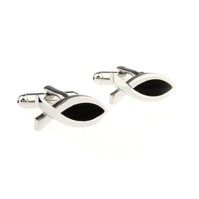 Boutons de Manchette symbole L'ichtus, Poisson Chrétien, Plaqué Argenté ...