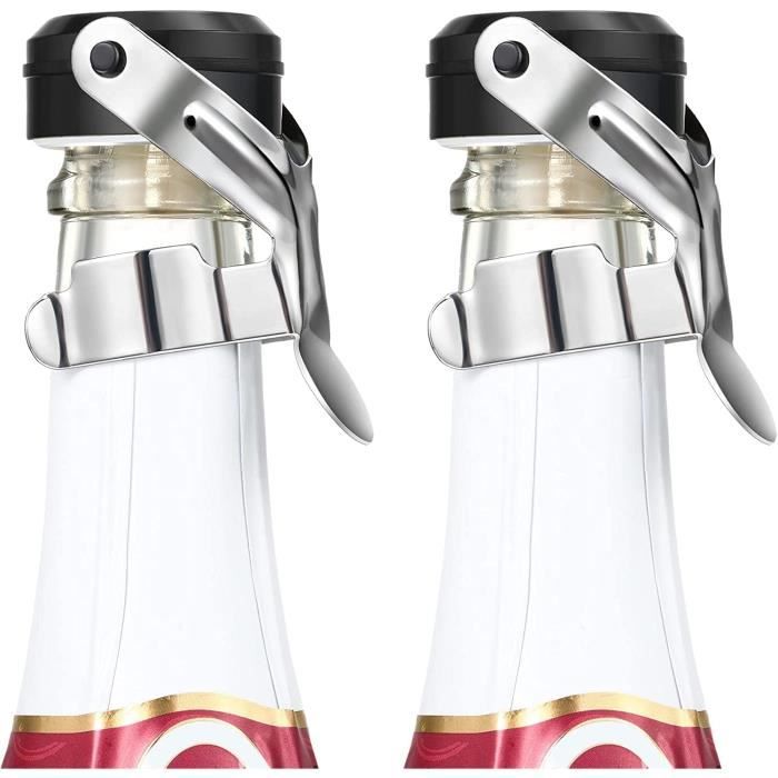 Lot De 2 Bouchons De Bouteille Avec Levier En Acier Inoxydable
