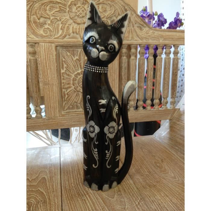CHAT BOIS DECORATF - Cdiscount Maison