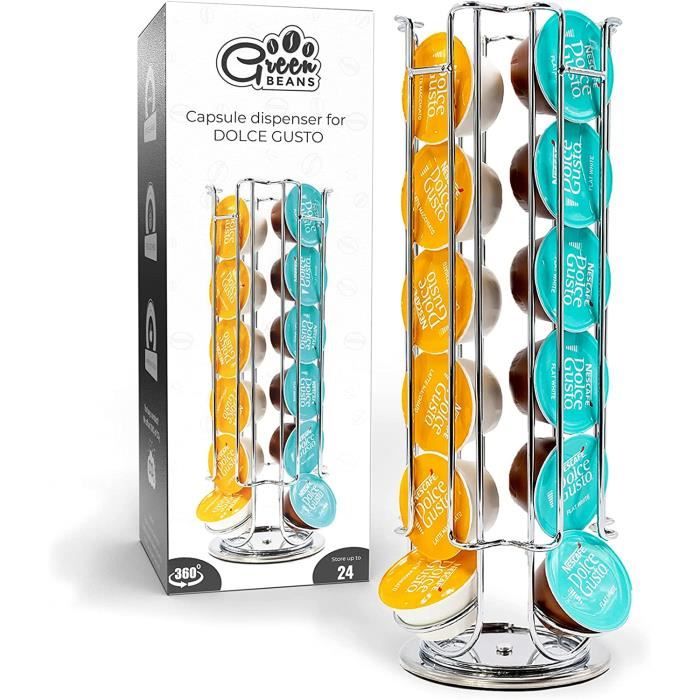 Porte-capsules pour 24 capsules Dolce Gusto, Support chromé, Pivotant à ...