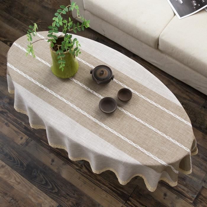 Couleur B taille 120x180cm 1 pièces Nappe ovale en coton et lin pour ...