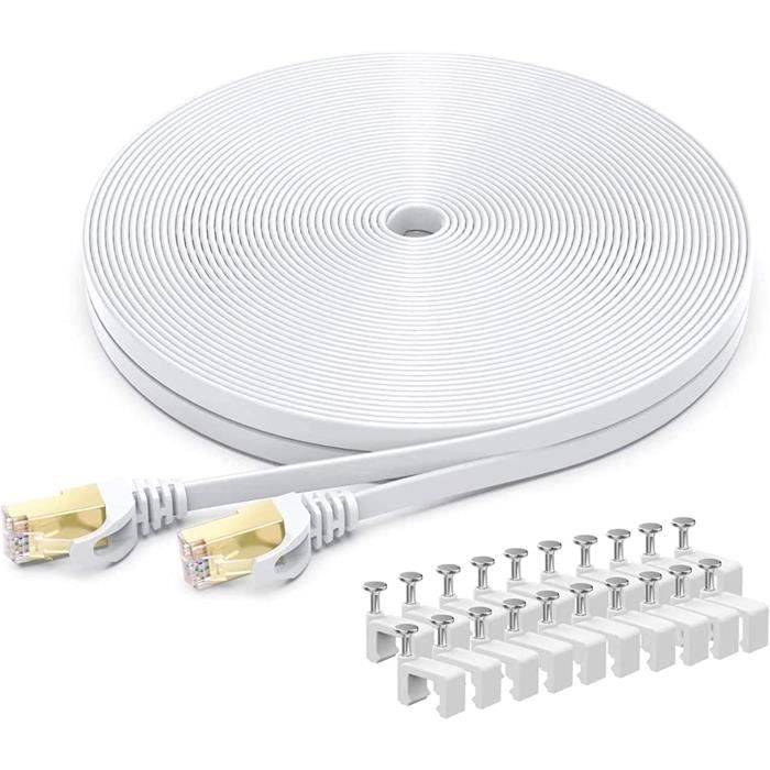 Câble Ethernet CAT8 12M,Câble Réseau LAN Gigabit RJ45 Plat Haute ...