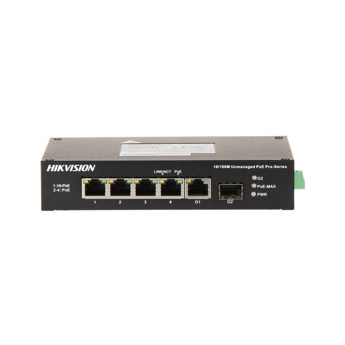 Switch PoE 4 ports - HIKVISION - DS-3T0506HP-E/HS - Non-manageable - Gigabit - 60W PoE ...