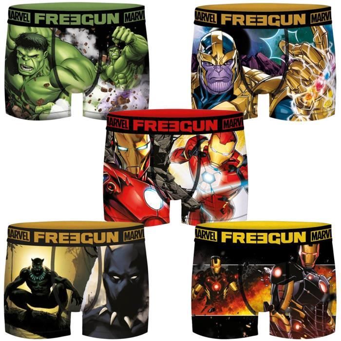 Lot de 5 Boxers Homme MARVEL Avengers - FG/MV11/1/BM/LOT5H/01 Noir ...