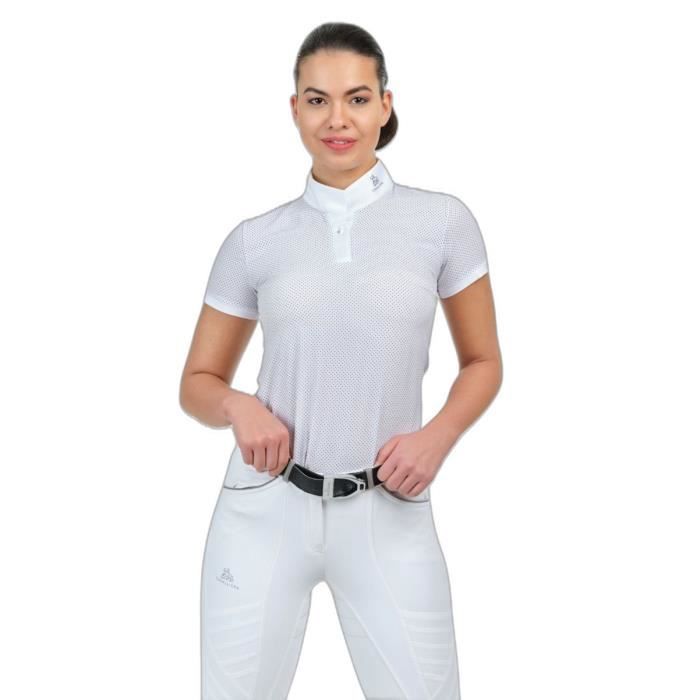 Polo de concours équitation femme Cavalliera Palais Royal - blanc - S White/navy blue ...