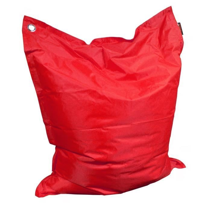 CORFOU Maxi Pouf géant imperméable & déhoussable 140x180 cm Rouge ...