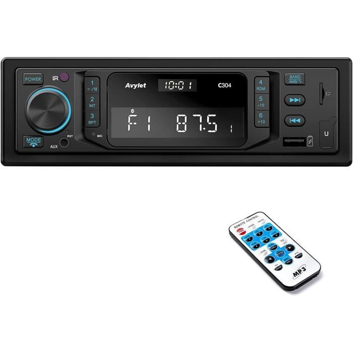Autoradio Bluetooth 5.0, Rds 1 Din Poste Radio Voiture, Bouton Lumineux 7 Couleurs, 9-30V, 60W X ...