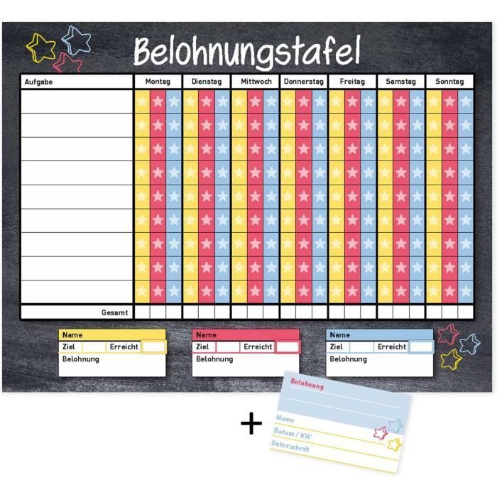 Tableau De Récompense Avec Liste De Tâches Pour 3 Enfants Avec Cartes ...