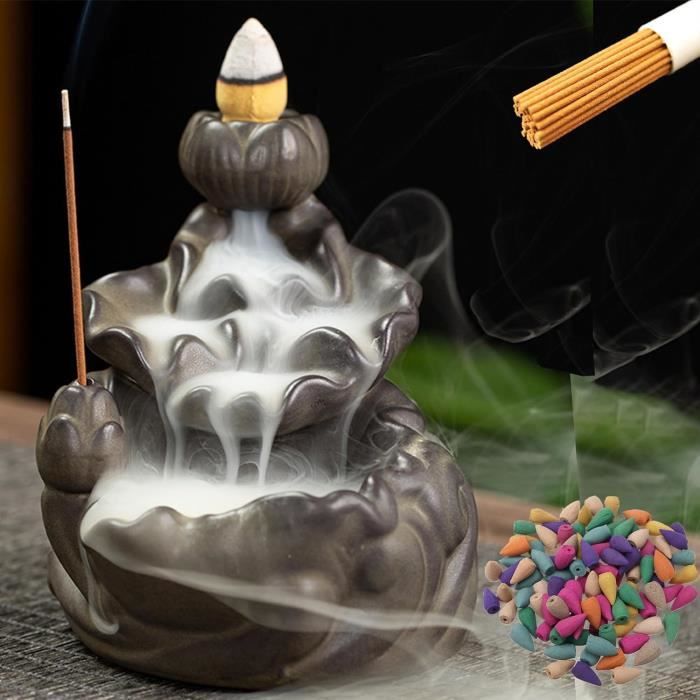 Brûleur D'Encens Cascade En Céramique Avec 20G Encens & Cône 60Pcs ...