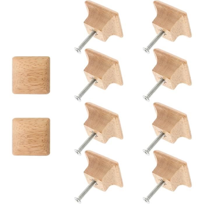10 Pièces Carré Bois Boutons En Bois Cabinet Poignées Armoire Pull Boutons de Commode Placard ...