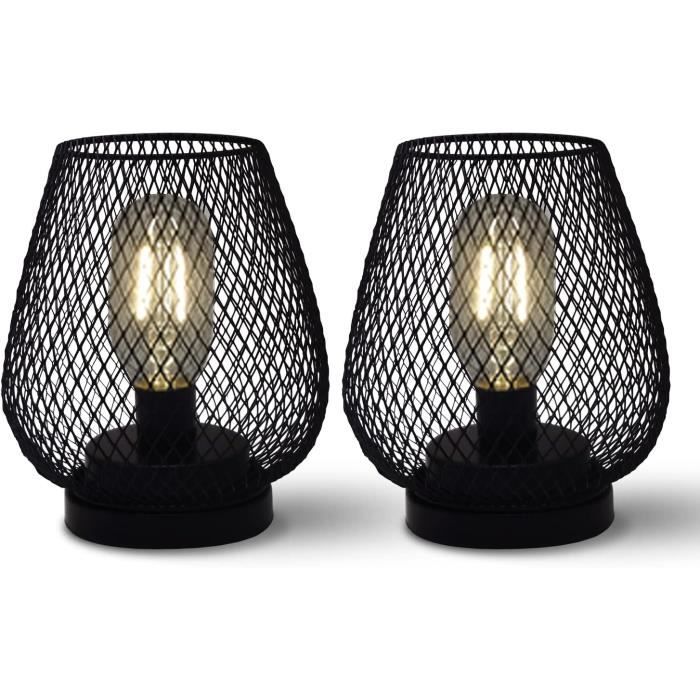Lampe De Chevet En Forme De Cage Pile En Métal Table Lampes Sans Fil ...