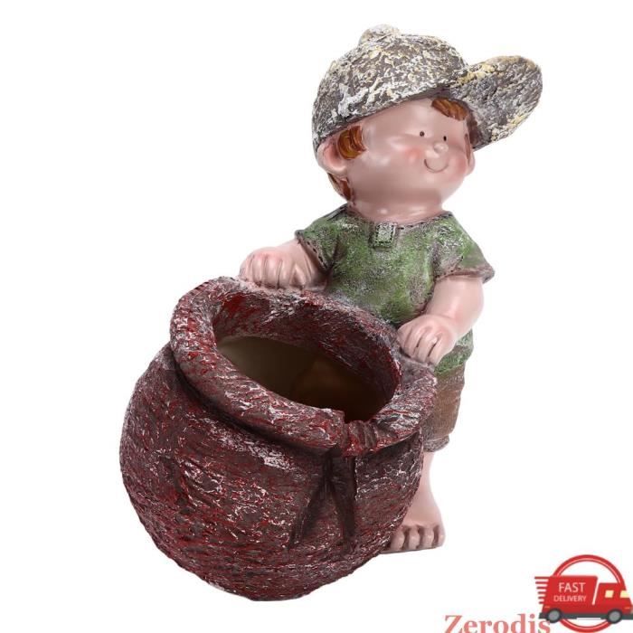 Statue de Jardin Enfant Cartoon Pot de Fleur Ornament Imperméable ...