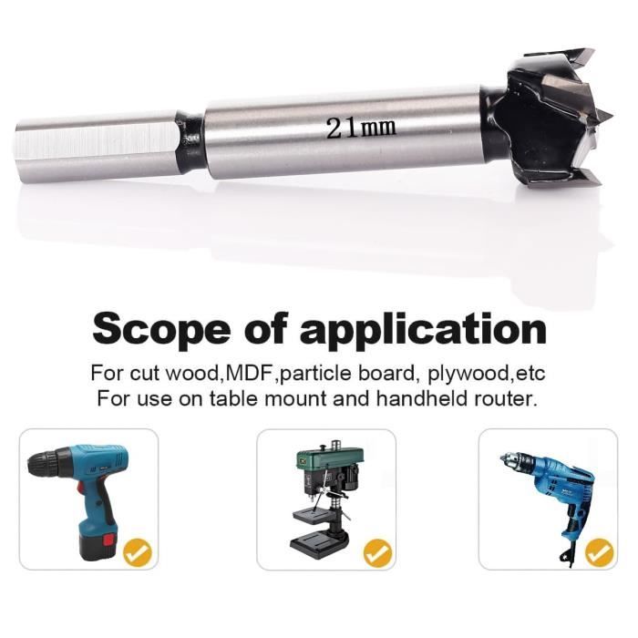 Hw Forstner-Foret Forstner-Diamètre : 21 Mm-Tige 10 Mm-Avec Tige Ronde ...