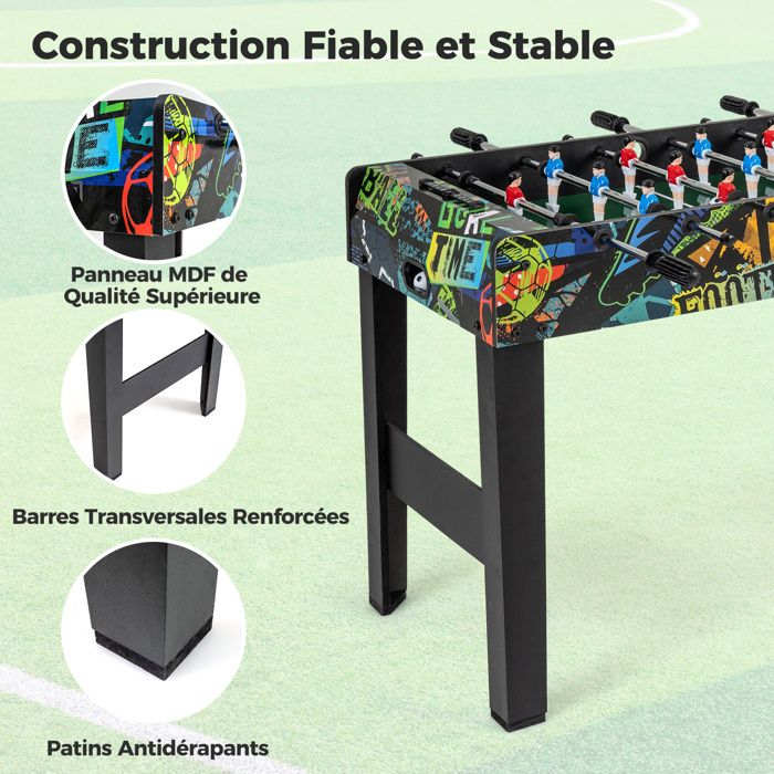 Table de Baby-foot Enfant 94x51x69 cm COSTWAY-Pieds Démontables-2 ...