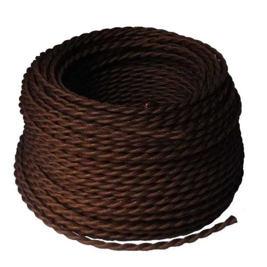 CÂBLE ÉLECTRIQUE TEXTILE COULEUR MARRON FONCÉ 2X0,7mm X MÈTRE ...