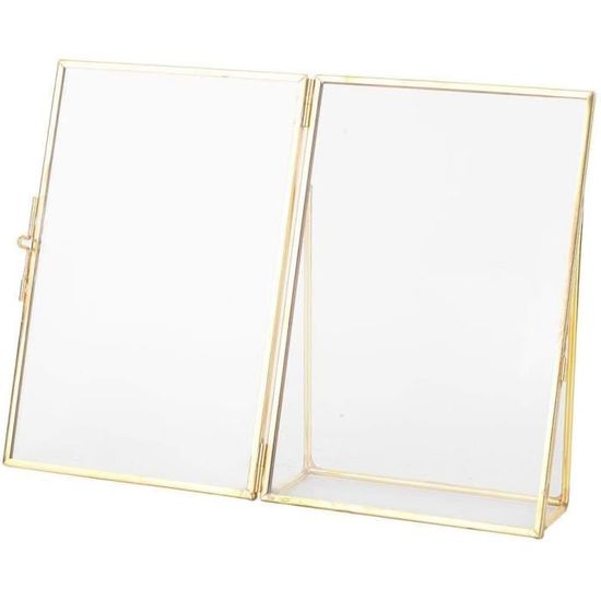 Cadre Photo, Laiton Rétro Verre Métal Bureau Cadre Photo Support Cuivre ...